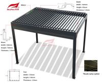 China 4x3m Waterproof Manual Louvered Pergola Aluminium Outdoor Gazebo For Garden for sale