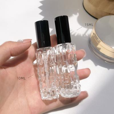 China Clear Glass Square Perfume Bottles 10ml 15ml with Screw Up Mist Sprayer Cosmetic Packing for sale