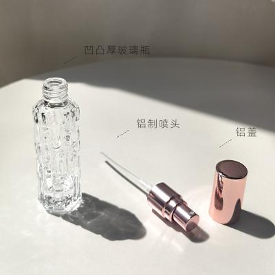 China 10ml 15ml Square Clear Glass Perfume Spray Bottle with Gold Mist Sprayer for Personal Care for sale