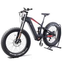 China 26 inch Carbon Fiber Full Suspension Mountain Ebike 48V 750W Mid Motor Fat Tire for sale