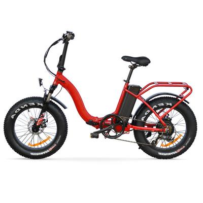 China Red Portable Folding Electric Bike 20 Inch Snow Fat Tire 48V 13Ah Battery Foldable Ebike OEM for sale