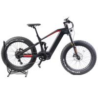 China 26 Inch 1000W Mid Drive Electric Mountain Bike Carbon Fiber Frame Full Suspension Fat Tire Ebike for sale