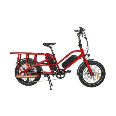 China 500W 1000W Electric Cargo Bike Long Tail OEM Red Cargo Ebike Dual Batteries for sale