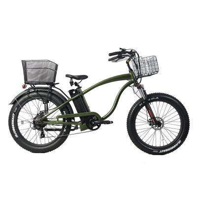 China 750W Electric Fat Tire Beach Cruiser Bike 48V 13Ah Lithium Battery 20 Inch Aluminum Alloy Frame for sale