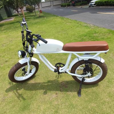 China Vintage Moto Style Electric Bike 48V 17.5Ah Battery 1000W Motor 20 Inch Fat Tire Ebike for sale