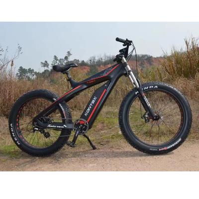 China Custom Carbon Fibre Fat Tyre Mountain E-Bike 48V 750W Motor 26x4.0 Inch Long Range 60km for sale