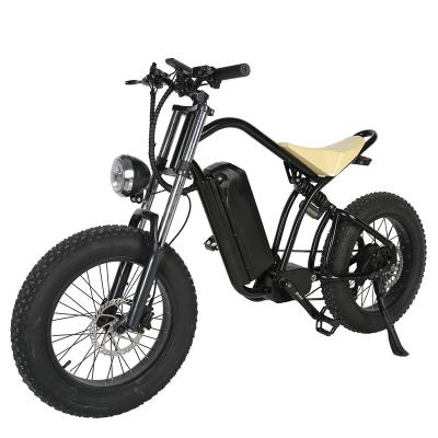 China 48V 22.5Ah Fat Tire Electric Mountain Bike 20 Inch Custom Black Ebike Disc Brake 7 Speed for sale