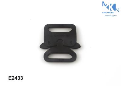 China Black Color Logo Embossed Metal Side Release Buckle For Pants , Jeans for sale