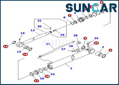 China PC75UD-2E PC75UD-2 Komatsu 707-98-35140 7079835140 Excavator Service Kit Arm Hydraulic Cylinder for sale