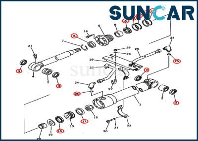 China Komatsu PC75UU-1 707-98-27500 7079827500 Arm Sealing Kit Hydraulic Cylinder Repair Seal Kit for sale