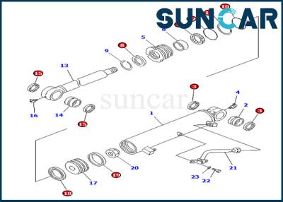 China Boom Seal Kits 707-98-34560 7079834560 Offset Cylinder Service Kit For Komatsu Inner Parts PC75UU-2 PC75UU-3 for sale