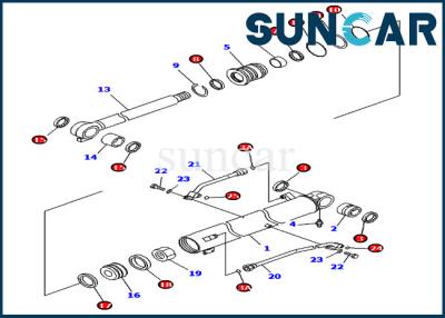 China PC78UU-6 PC78UU-8 Komatsu 707-98-43300 7079843300 Boom Cylinder Seal Kit Excavator Replacement Kits for sale