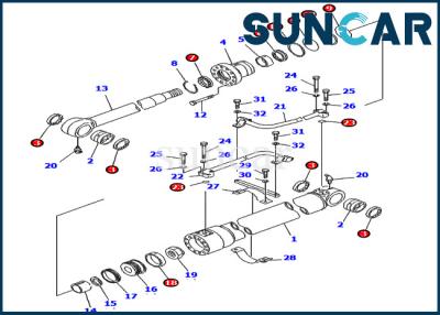 China 20X-63-02010 20X6302010 Boom Cylinder Service Kit For PC80-3 PC80LC-3 Komatsu Heavy Equipment for sale