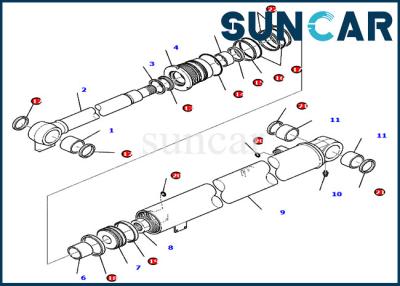 China Boom Seal Kit 707-98-36730 7079836730 Cylinder Repair Kits Fits For Excavator Komatsu PC80MR-3 PC80MR-5 for sale