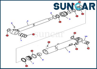 China Komatsu PC80MR-3 PC80MR-5 707-98-26980 7079826980 Bucket Cylinder Oil Seal Kit Excavator Service Parts for sale