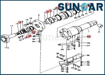 China Komatsu 195-63-05041 Blade Tilt Hydraulic Cylinder Seal Kit For D355-3 Crawler Dozer for sale