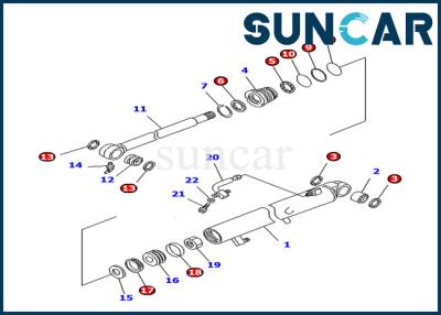 China 707-98-12260 Komatsu PC25R-8 Excavator Model Bucket Cylinder Inner Parts Sealing Kit for sale