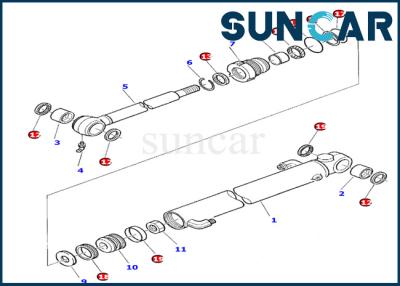 China 878000389 Oil Sealing Gasket Komatsu Excavator PC10-7 Bucket Cylinder Inner Repair Seal Kit for sale
