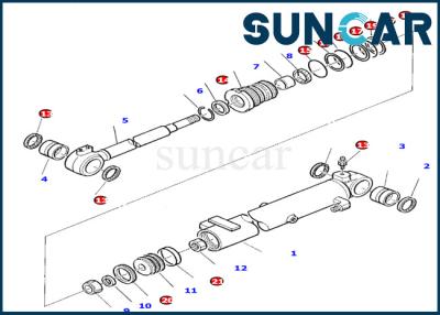 China 878000394 Hydraulic Boom Cylinder Seal Kit Fits Komatsu PC10-7 Excavator Inner Oil Seal Replacement for sale
