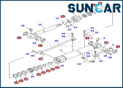 China Komatsu PC100-6 Parts 707-98-27620 Long Greasing Bucket Cylinder Service Kit Inner Repair Oil Seal Kit for sale