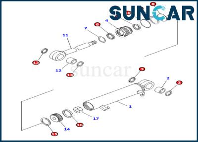 China 707-98-03400 Bucket Cylinder Seal Kit Fits Komatsu PC10MR-1 Hydraulic Cylinder Assy Repair for sale