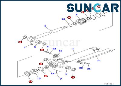 China 707-98-22820 Arm Cylinder Seal Kit Komatsu Service Kit Fits PC20MR-1 PC30UU-3 Excavator Models for sale