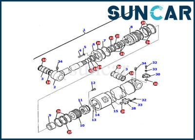 China 21D-61-12201 Arm Cylinder Seal Kit Komatsu Excavator Inner Repair Parts PC110R-1 Service Kit for sale