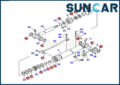 China 707-98-36240 Bucket Cylinder Sealing Kit Komatsu Seals PC120-6 Model Inner Repair Kit for sale