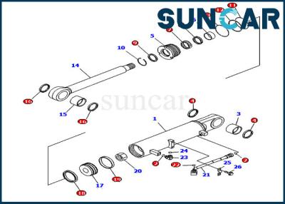 China Hydraulic Ripper Lift Seal Kit 707-99-43710 Cylinder Repair Kits Fits D85EX-15R Komatsu Bulldozer for sale