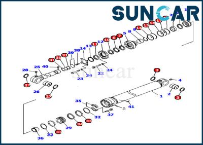 China Komatsu 707-99-72380 Bucket Cylinder Seal Kit Inner Repair Service Kit PC1250-7 Excavator Model for sale