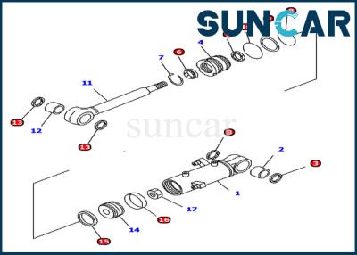 China PC12R-8 Excavator Komatsu 707-98-11300 Hydraulic Blade Cylinder Service Kit Machinery Sealing Kit for sale