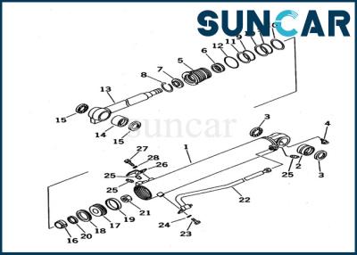 China Hydraulic Komatsu Seals 707-98-13020 PC12UU-2 Excavator Bucket Cylinder Inner Parts Seal Kit for sale