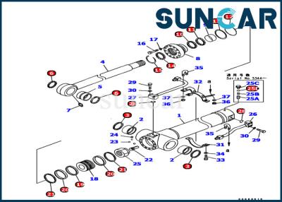China PC128UU-1 Excavator 707-99-38710 Komatsu Arm Cylinder Sealing Kit Equipment Inner Parts for sale