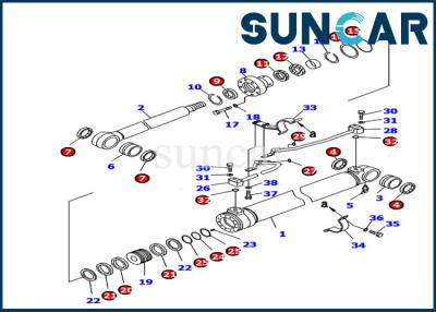 China 707-99-37180 Komatsu Inner Part Excavator Service Kit Boom Cylinder Seal Kit PC130-8 Model for sale