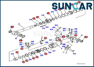 China PC180LC-7-E0 Komatsu 707-99-38760 Boom Cylinder Seal Kit Excavator Service Kit  Inner Oil Seal Parts for sale