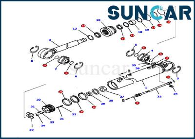 China 707-99-36720 Dozer Blade Angle Cylinder Seal Repair Kit Fits D65EX-16 D65PX-16 Komatsu for sale
