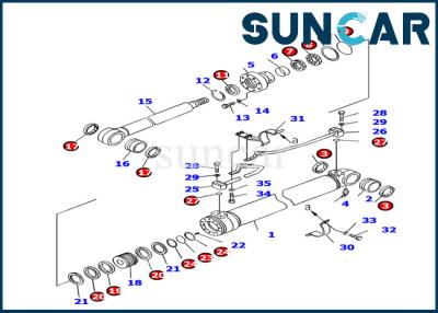 China 707-99-27460 Komatsu Boom Cylinder Sealing Kit Oil Resistance PC130F-7 Machinery Inner Parts for sale