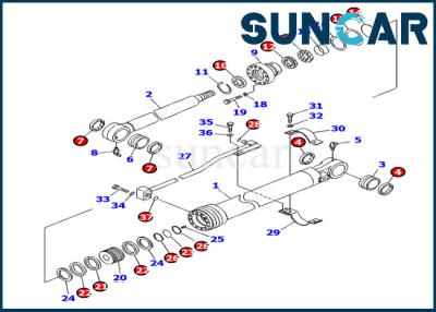 China PC138US-8 Komatsu 707-99-27780 Excavator Bucket Cylinder Seal Kit Machinery Sealing Repair Parts for sale