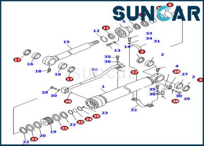 China Komatsu Service Kit 707-99-36330 Bucket Cylinder Seal Kits Excavator PC138US-2E Inner Parts for sale