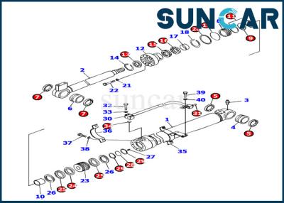 China 707-99-38450 Boom Cylinder Sealing Kit Komatsu PC138US-8 Excavator Replacement Kits for sale