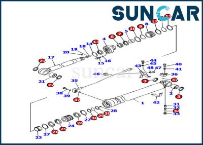 China 707-99-45080 Oil Resistance Arm Cylinder Service Kit Fits Komatsu PC130F-7 Excavator Seal Kit for sale