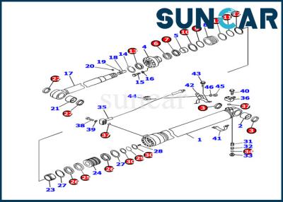 China Komatsu 707-99-45180 Arm Cylinder Seal Kit PC130F-7 Excavator Inner Parts Service Kit Replacement for sale