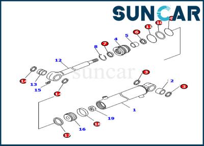 China 707-98-11220 Komatsu Boom Swing Cylinder Seal Kit PC14R-3 Hydraulic Cylinder Assy Repair Kit for sale