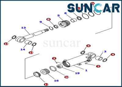 China 707-98-13900 Komatsu Blade Lift Cylinder Seal Kit Fits Excavator PC14R-2 PC16R-3 PC18MR-3 Model for sale