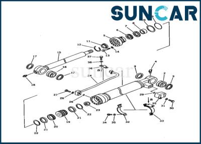 China 707-98-37110 Hydraulic Cylinder Sealing Kit Komatsu PC150-5 Inner Parts Bucket Cylinder Service Kit for sale