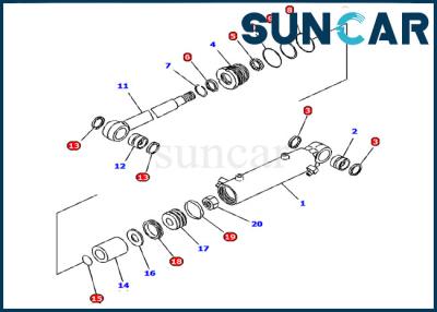 China Blade Cylinder Service Kit 707-98-12660 Hydraulic Cylinder Seal Kit Komatsu Excavator PC15R-8 for sale