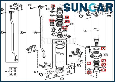 China 250GLC JOHN DEERE FYA00006592 Bucket Sealing Kit Excavator Hydraulic Cylinder Seal Kit for sale