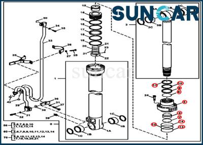 China FXB00002044 Boom Hydraulic Cylinder Sealing Kit Fits For John Deere 180GLC 190GW Models for sale