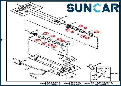 China 190GW Cylinder Service Kit FYA00012905 Fits John Deere Hydraulic Boom Cylinder Components for sale