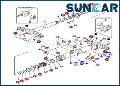 China PC160LC-7 Hydraulic Seal Komatsu 707-99-37380 Bucket Cylinder service Kit LubriC.A.Ting model parts for sale
